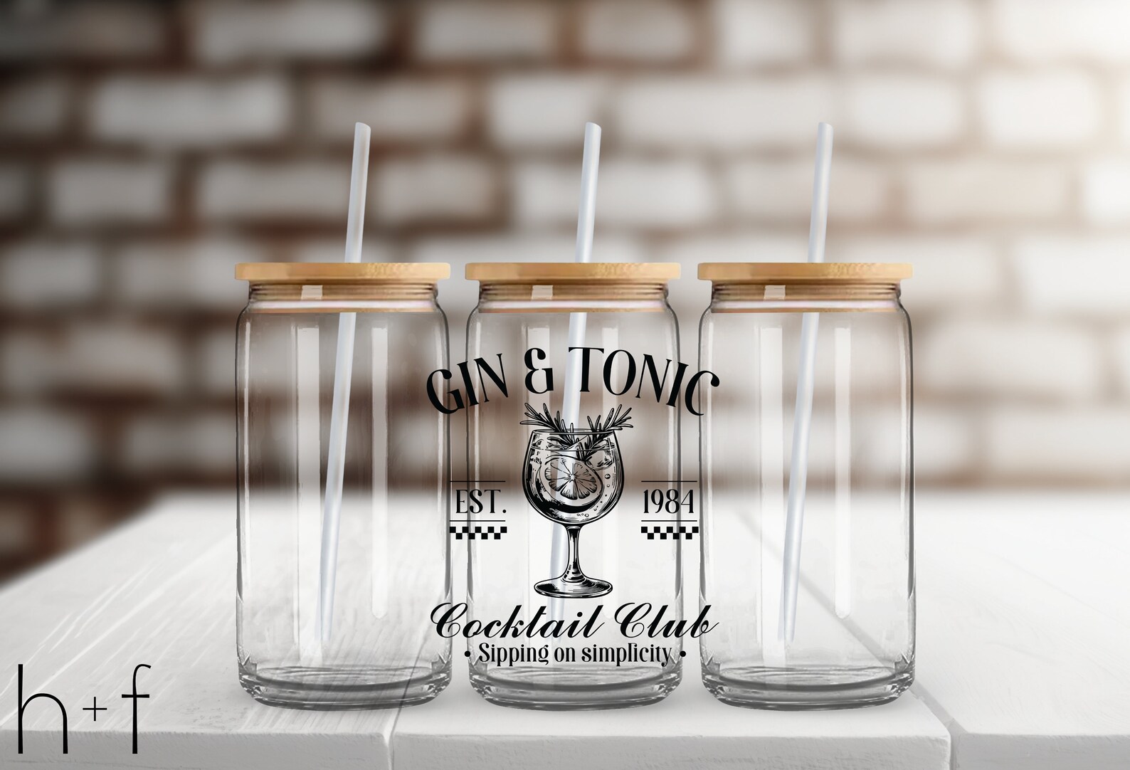 Gin & Tonic UV DTF Decal Transfer for Glass Cans, Water Bottles, and ...