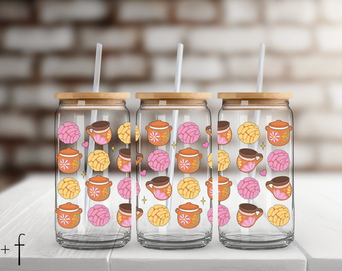 Cafe Conchas Frijoles UV DTF Glass Can Wrap for 16 Oz Libbey Glass, UV ...