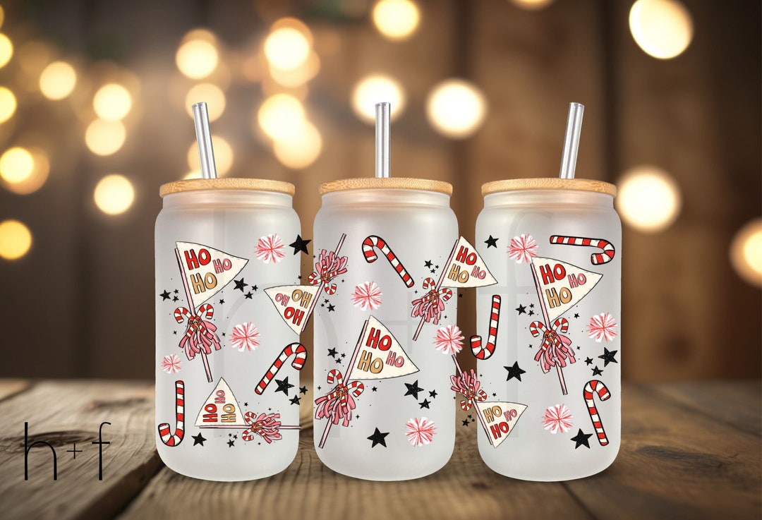 Ho Ho Ho Candy Canes UV DTF Cup Wrap for Glass Can, Ready to Apply and ...