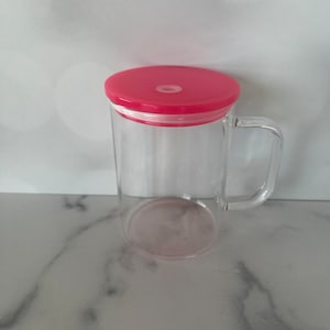 15 Oz Clear Glass Mug With Colored Lid and Clear Straw, Designed for ...