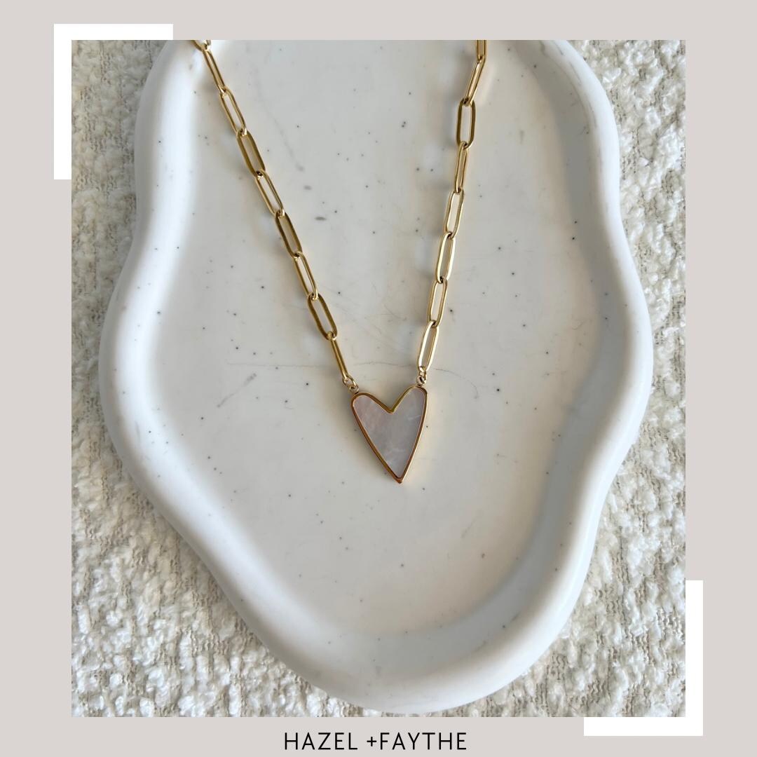 Hazels Heart Paperclip Necklace, 14k Gold Plated Paperclip Chain, Ready ...