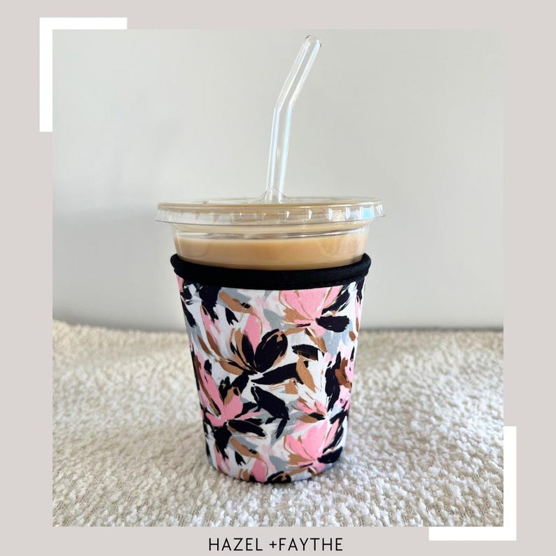 Abstract Floral Neoprene Iced Coffee Sleeve (16-18 Oz) - Etsy