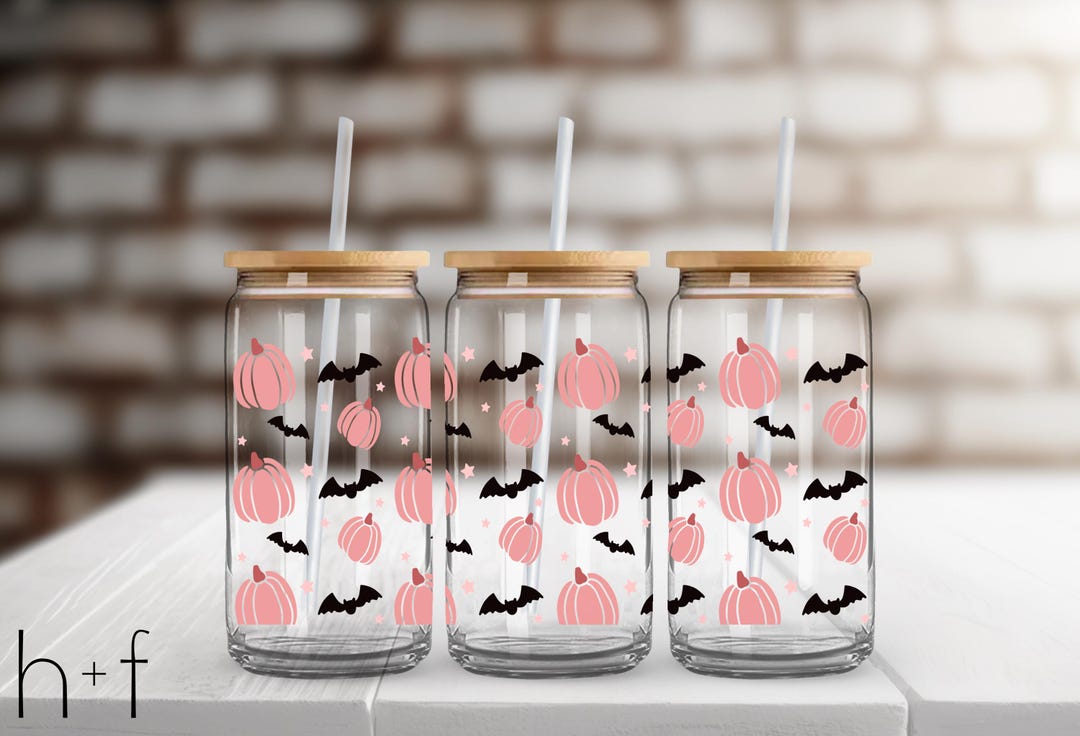 Magic Pumpkins UV DTF Cup Wrap for 16 Oz Glass Cans- Ready to Apply- No ...