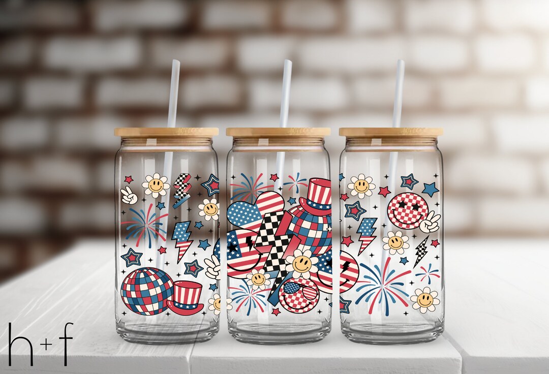 Retro America UV DTF 16 Oz Cup Wrap for Libbey Glass, Ready to Ship ...