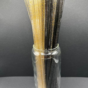10-inch Reusable Plastic Straw - Sparkling Black Glitter or Shimmering ...