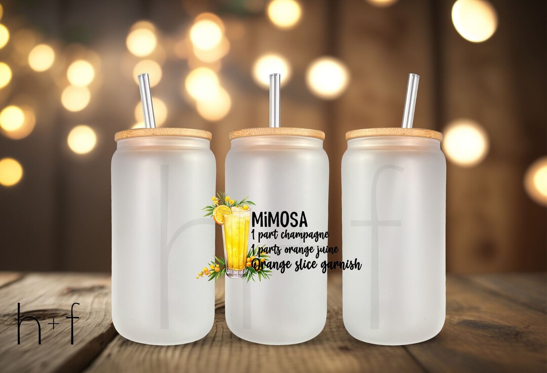 Mimosa Recipe Decal UV DTF Glass Can Decal Ready to Apply, UV Dtf Cup ...