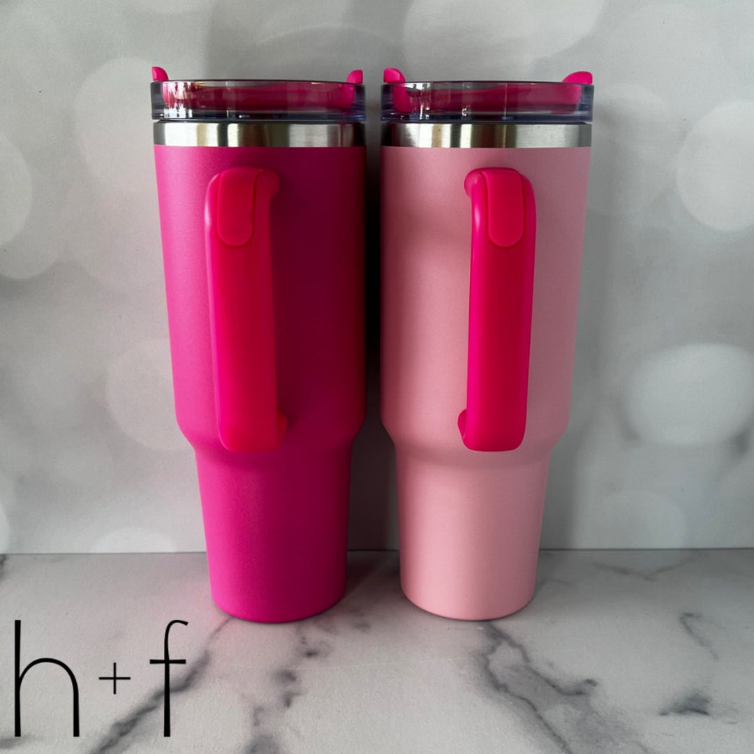 40 Oz Girly Pink Tumbler With Handle - Stylish Colors: Light Pink and ...
