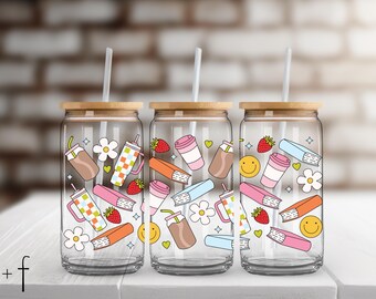 Cottagecore Open Book UV DTF Cup Wrap for 16 Oz Glass Cans- Ready to ...