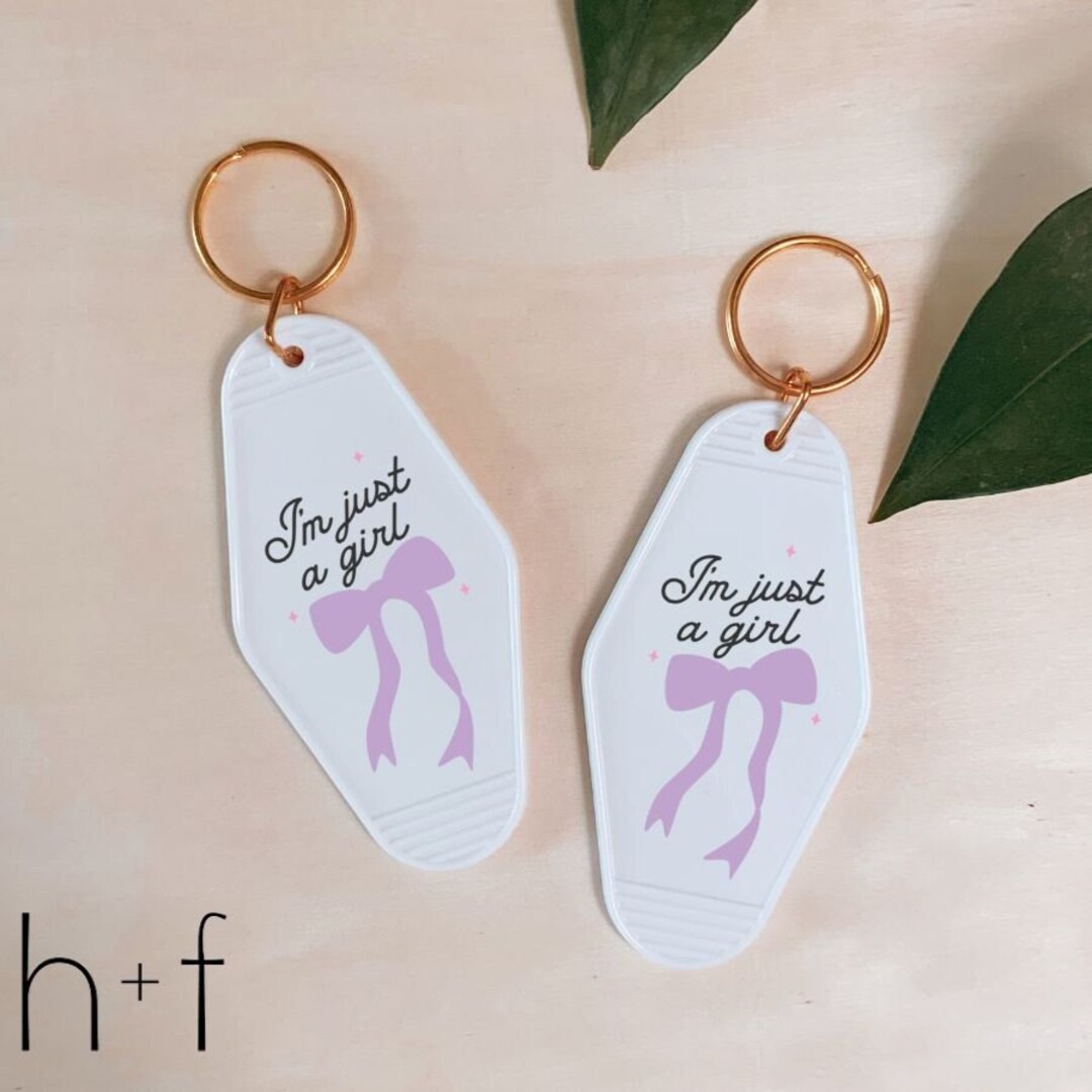 Just A Girl Bow UV DTF Sticker for Retro Motel Keychain- Ready to Apply ...