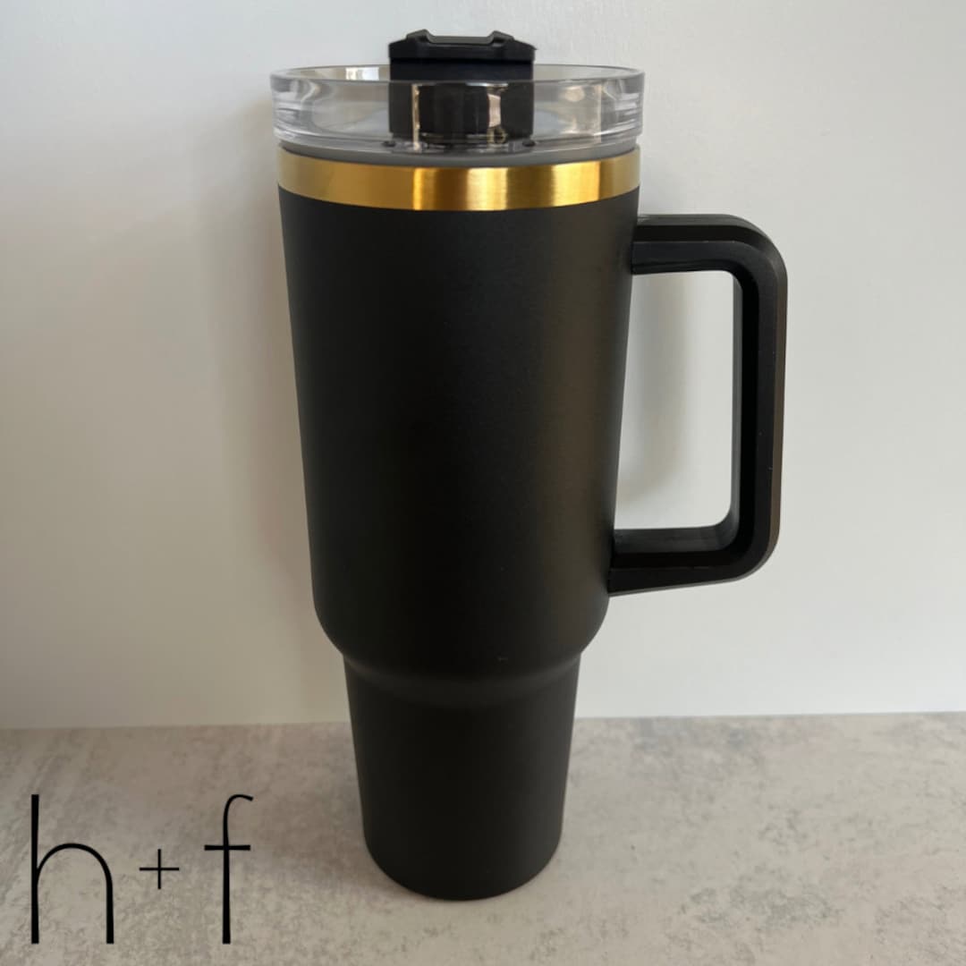 Elegant 40 Oz Black Powder-coated Tumbler With Handle Stylish and ...