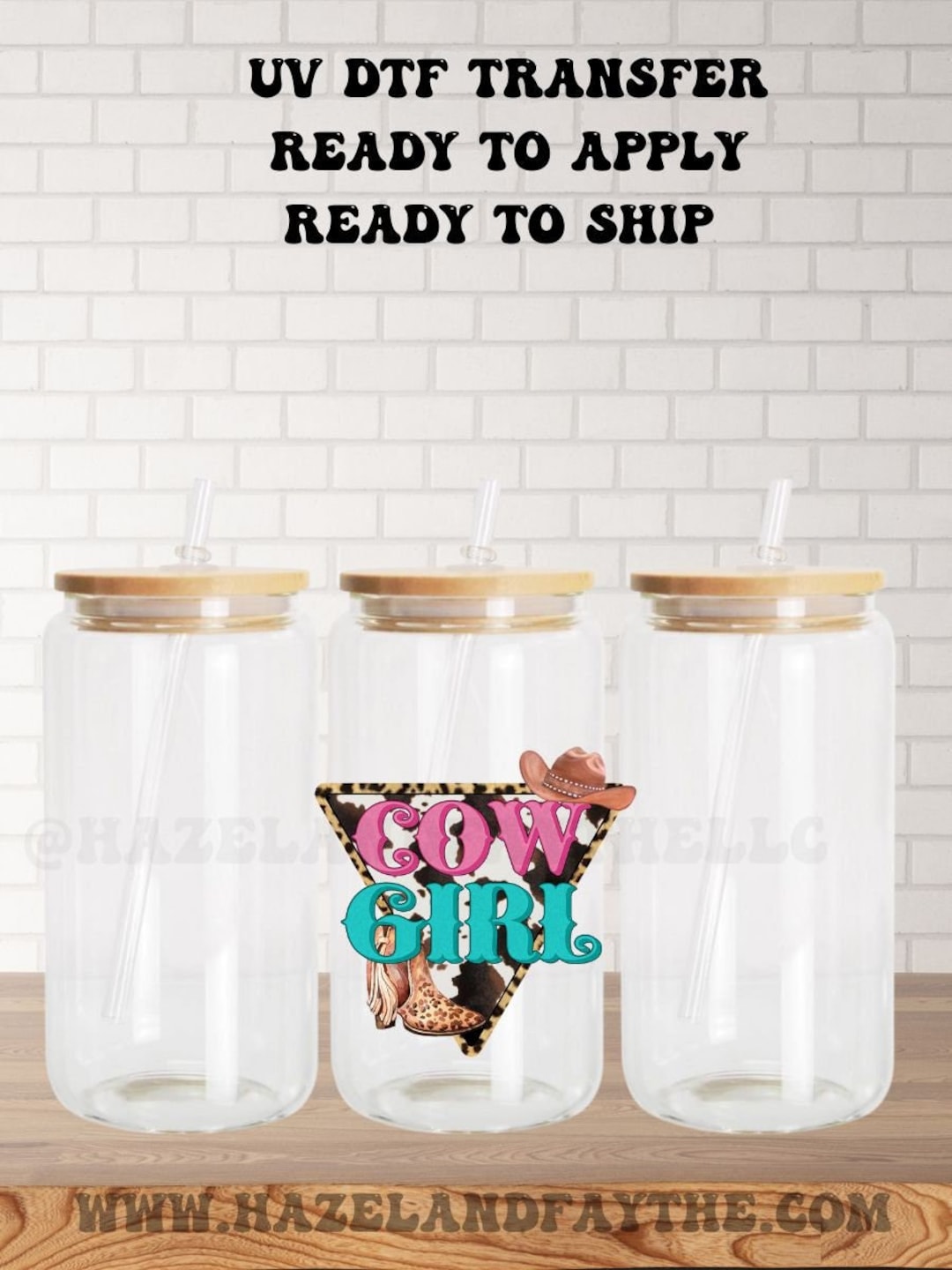 Cowgirl UV DTF Sticker for Glass Cans, Water Bottles, and More Ready to ...