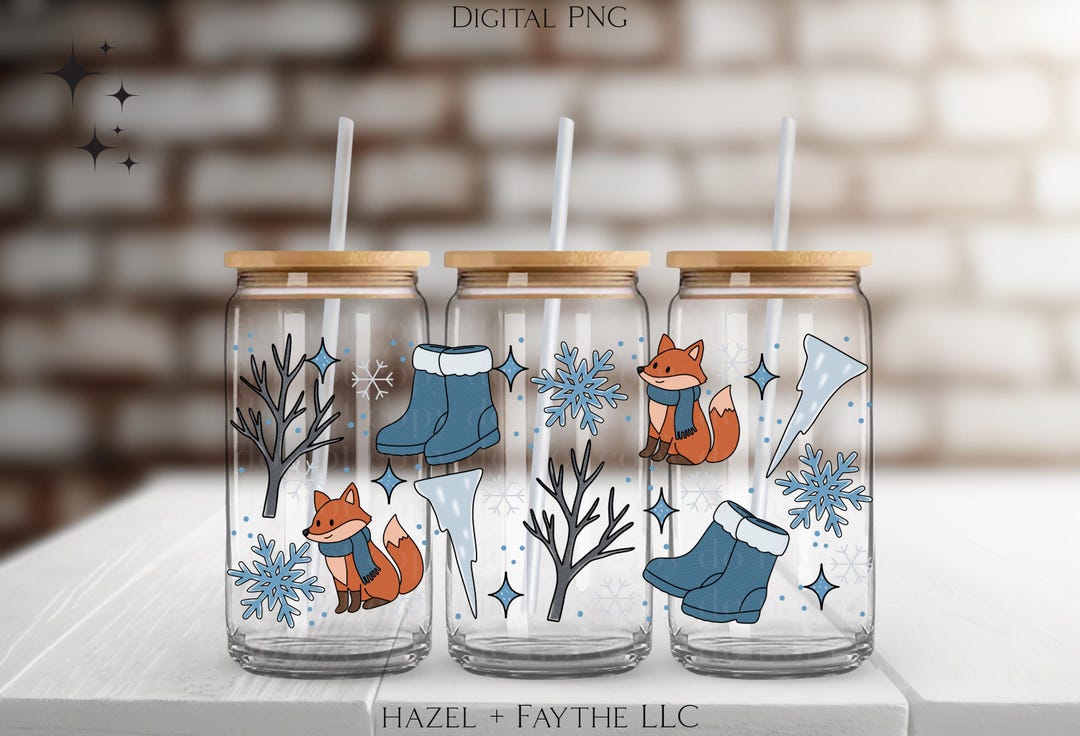 DIGITAL Winter Fox Cup Wrap: 16 Oz PNG File for UVDTF Printing - Etsy