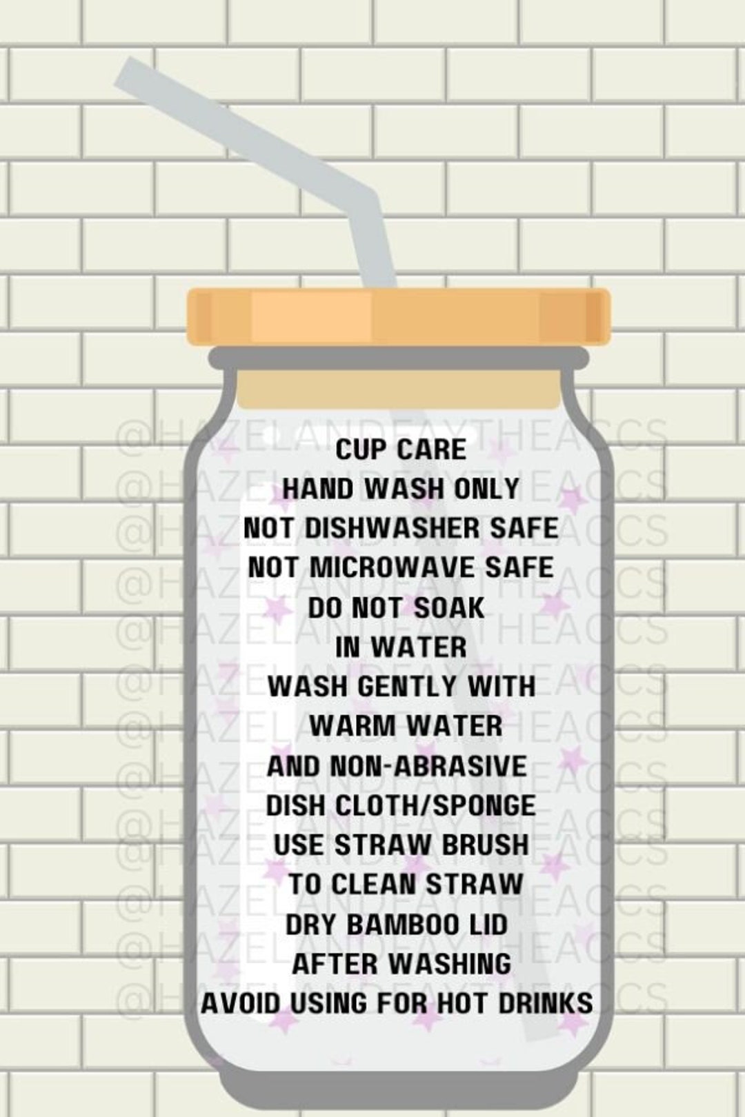 Stars Cup Care Instructions PDF Print File, Digital Care Instructions ...