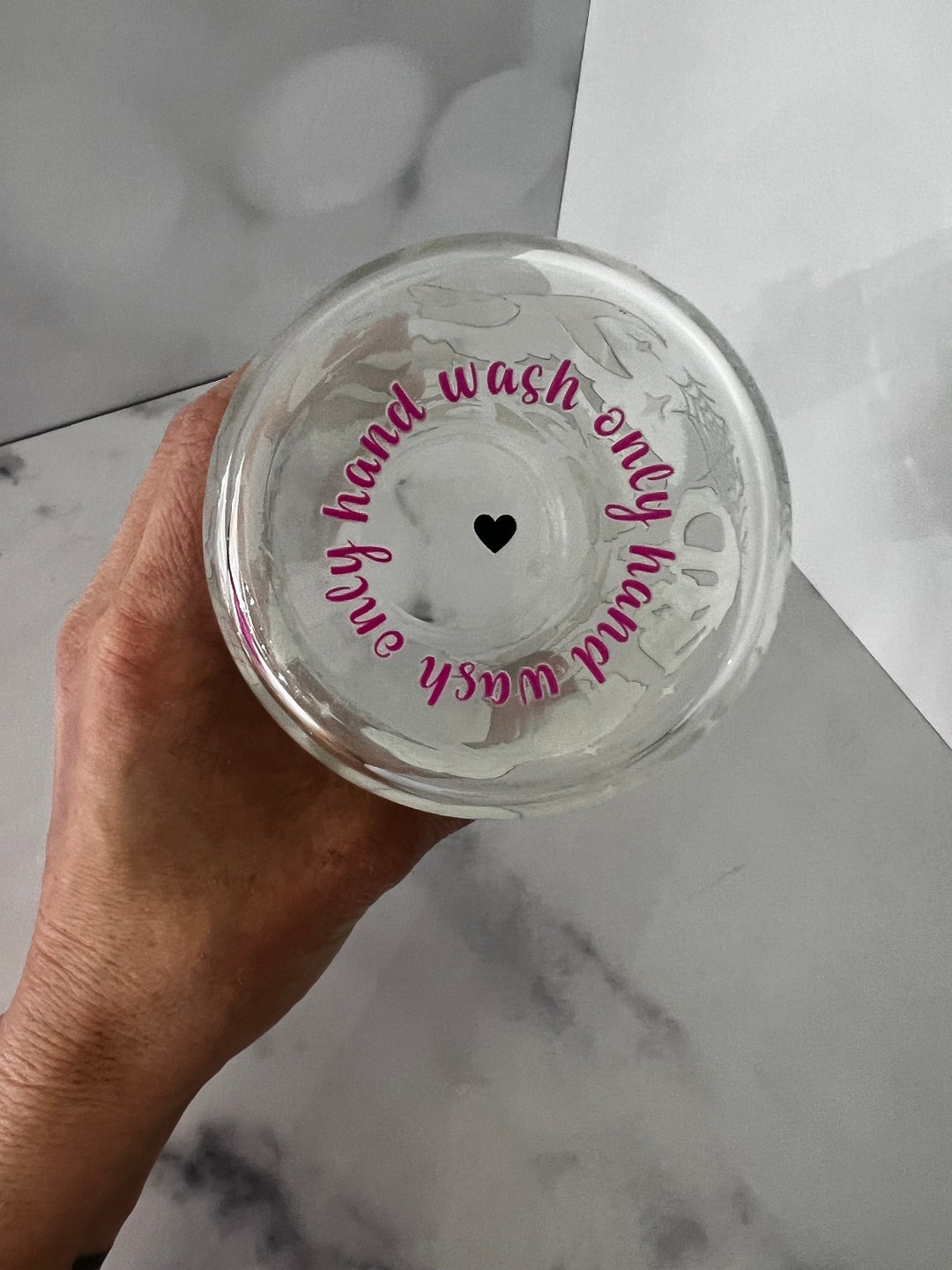 Hand Wash Only Pink or White UV DTF Stickers for Hand Made Glasses by ...