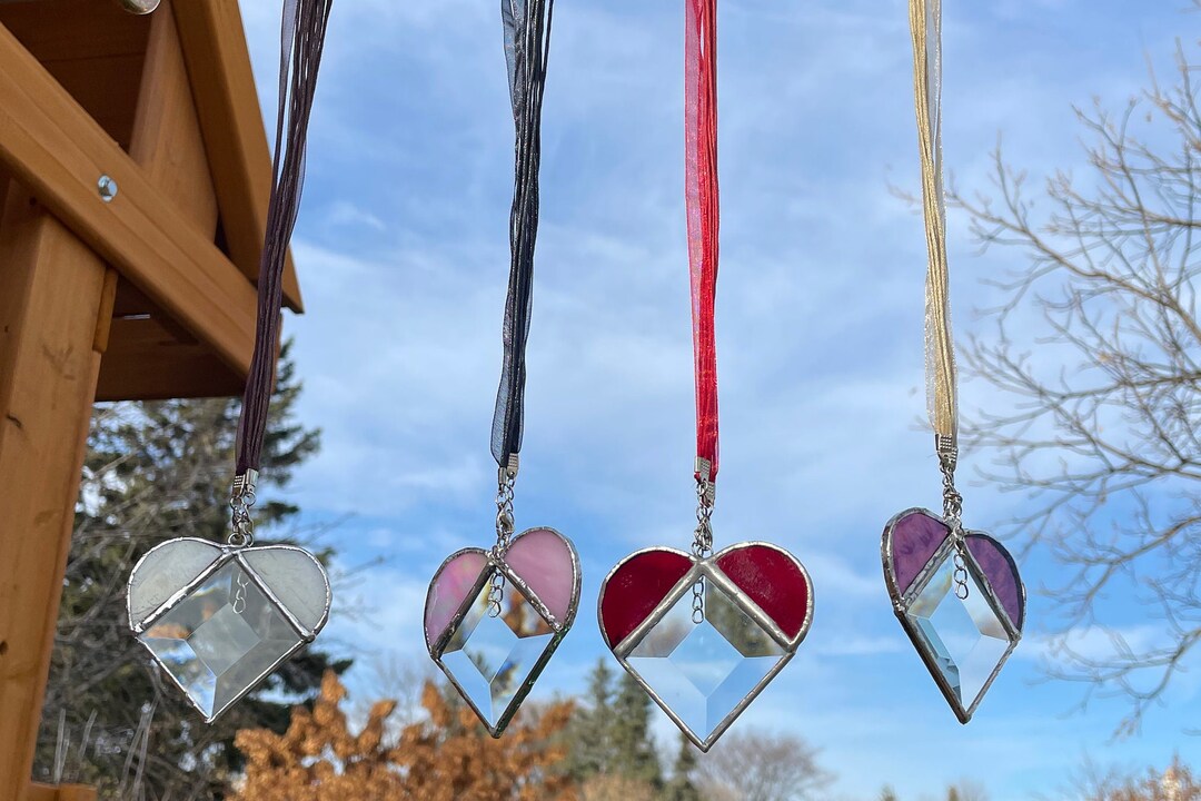 Stained Glass Suncatchers - Small Heart (square Bevel) - Etsy