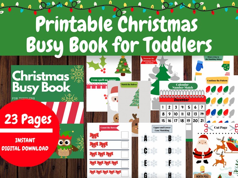 Printable Christmas Busy Book for Toddlers Learning Binder - Etsy