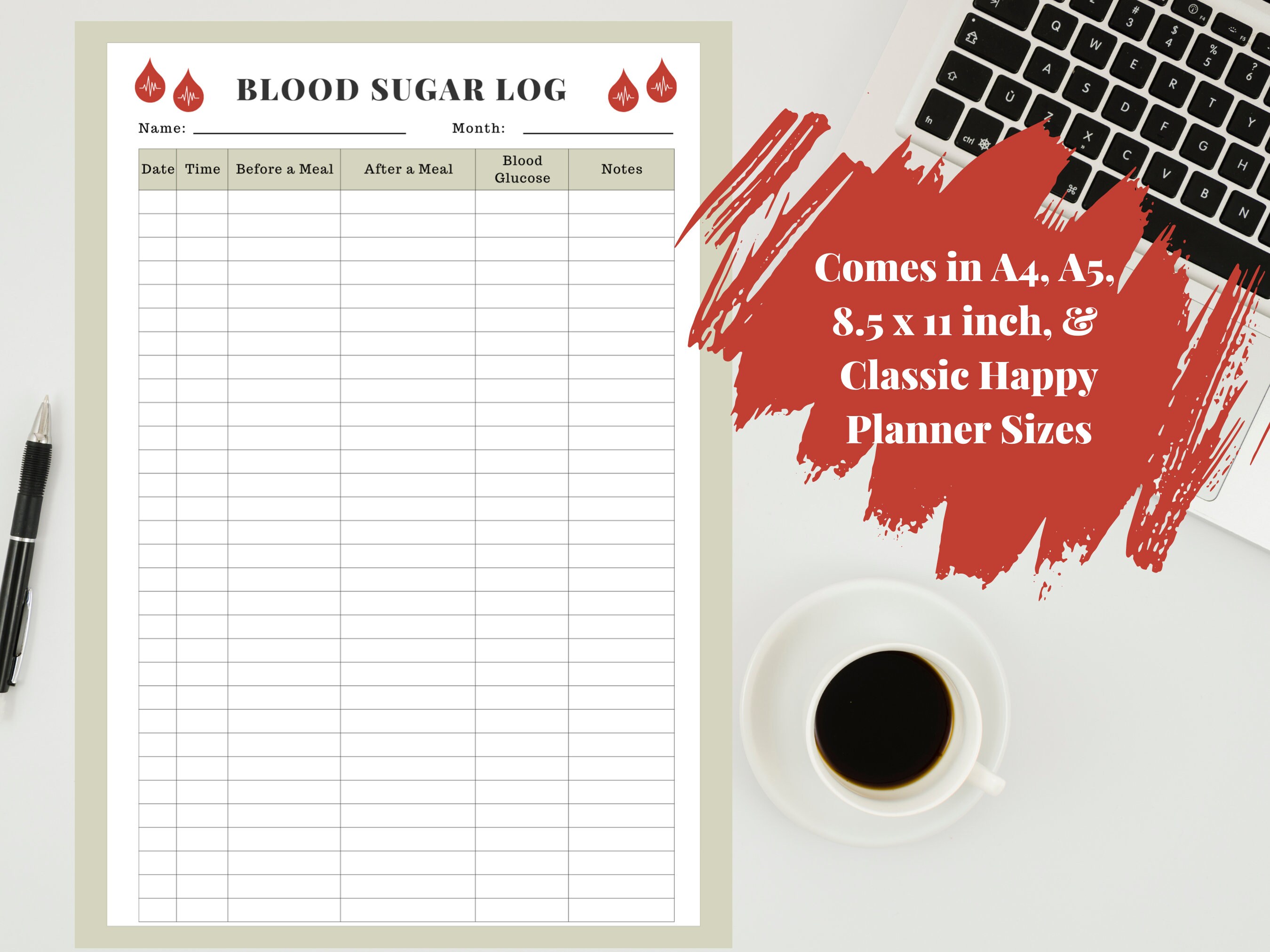 Blood Sugar Log Blood Sugar Tracker Printable Blood Sugar Chart ...