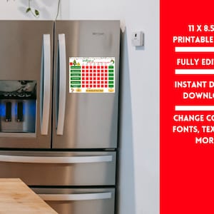 Christmas Chore Chart Editable Reward Chart Kids Chore Chart Chore ...