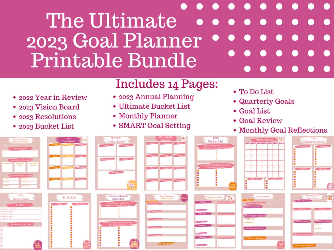 Goal Planner BUNDLE 2023 Goals Tracker SMART Goal Setting - Etsy