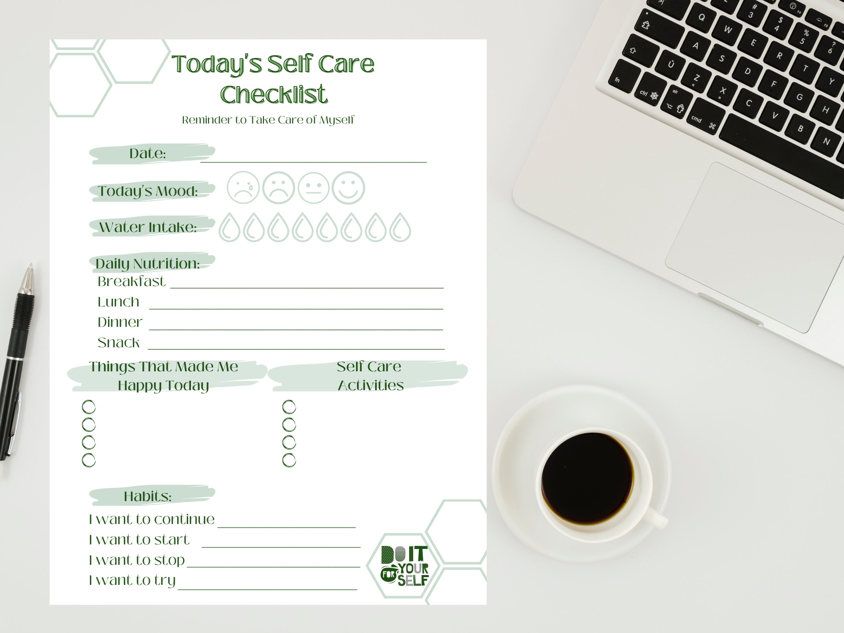Self Care Checklist, Self-care Planner, Selfcare Journal Tracker, Self ...