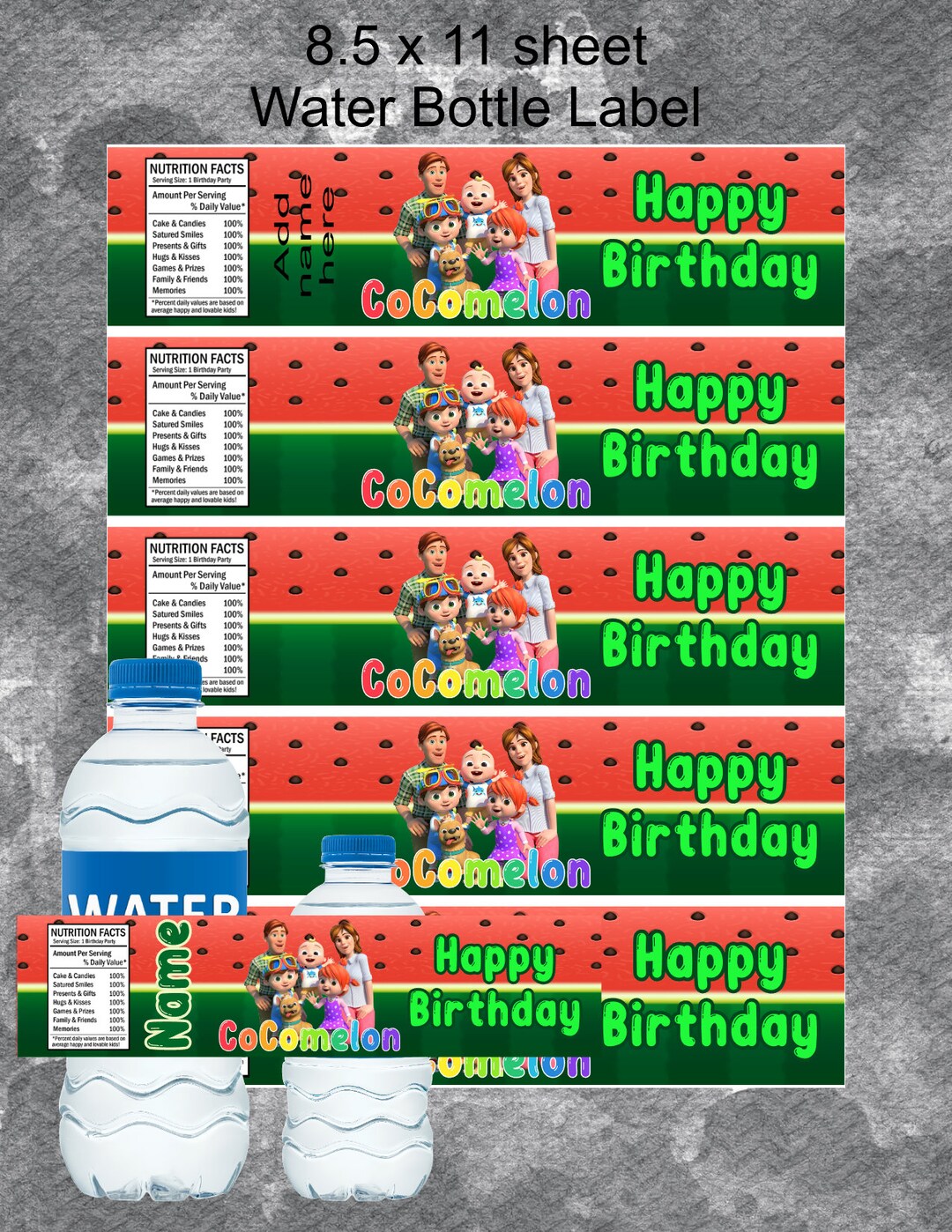 Cocomelon Water Bottle Label - Etsy Australia