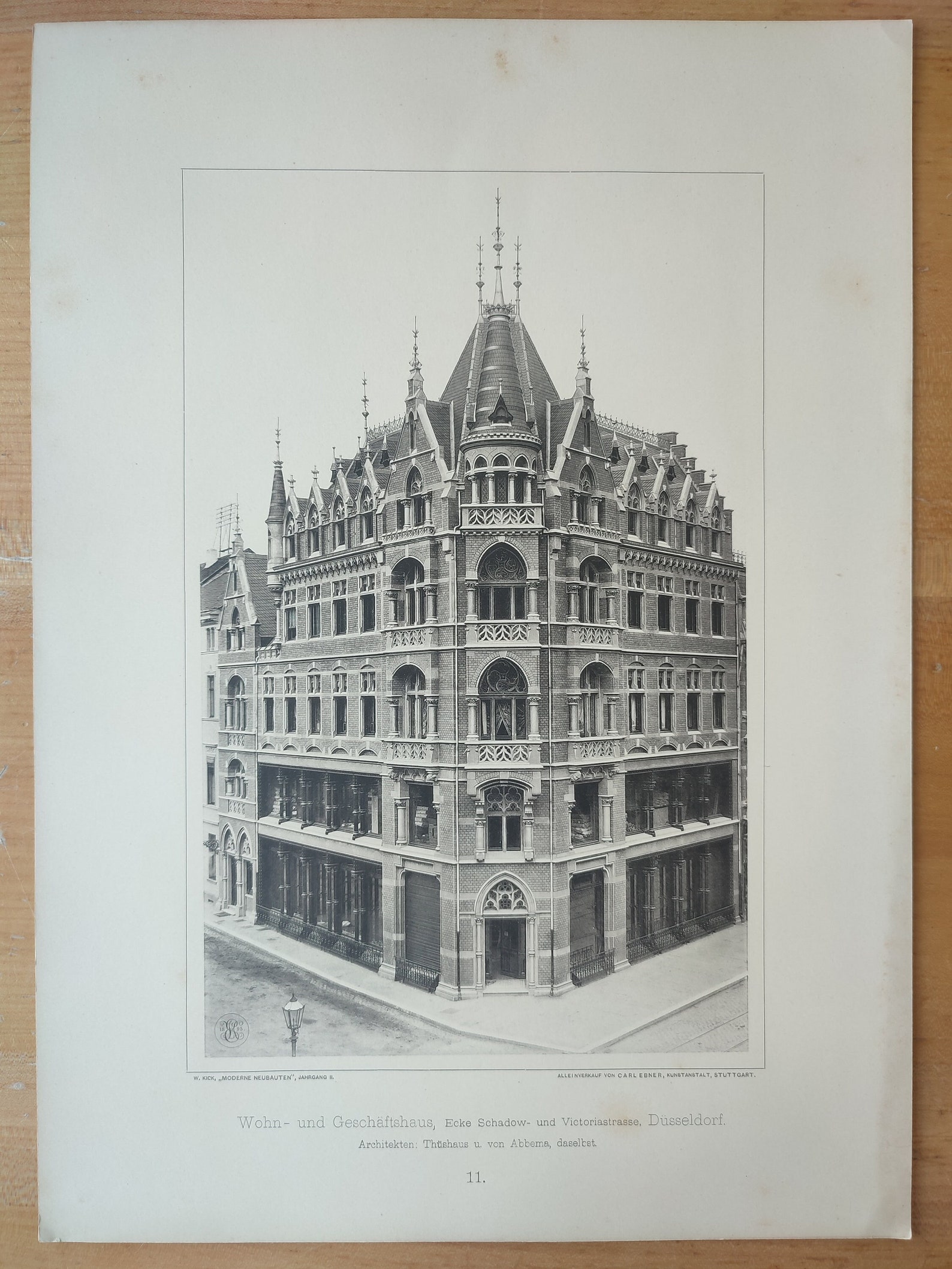 Antique Architecture Plate, Large Photo Print, Building in Düsseldorf ...