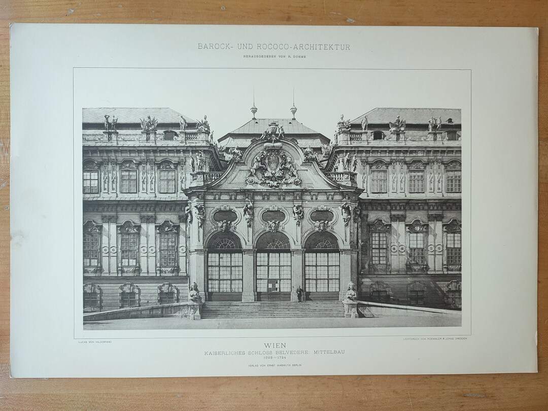 Antique Architecture Plate, Large Photo Print, Belvedere Palace, Vienna ...