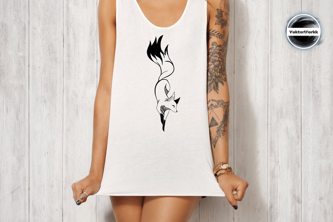 Fox Outline Tattoo Transparent Svg, Png, Eps, Pdf, in Black White ...