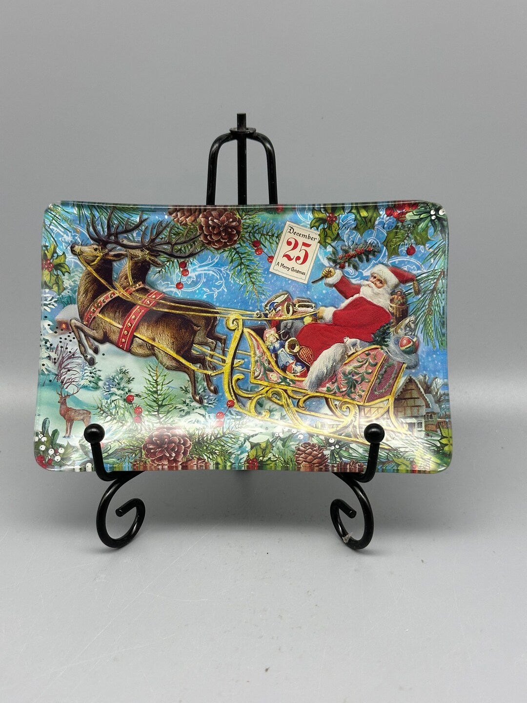 Trinket Tray Michel Design Works Christmas Joy 4x6 Santa Reindeer - Etsy