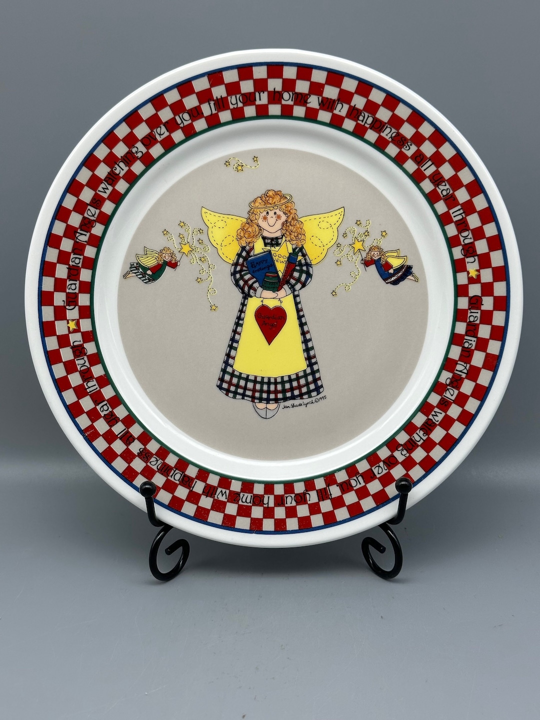 Guardian Angel Plate by Wang's 1995 Jan Shade Lynch Signed Vintage - Etsy