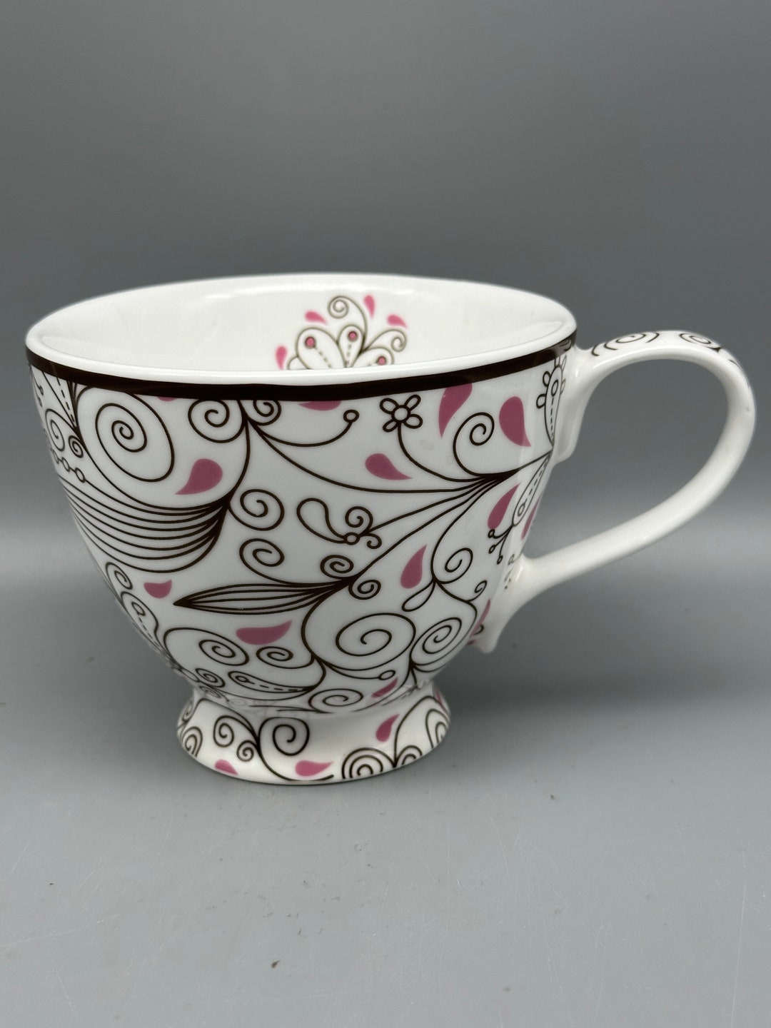 Mary Kay Coffee Mug 2011 Pink Brown Floral Footed Bottom Large Size - Etsy