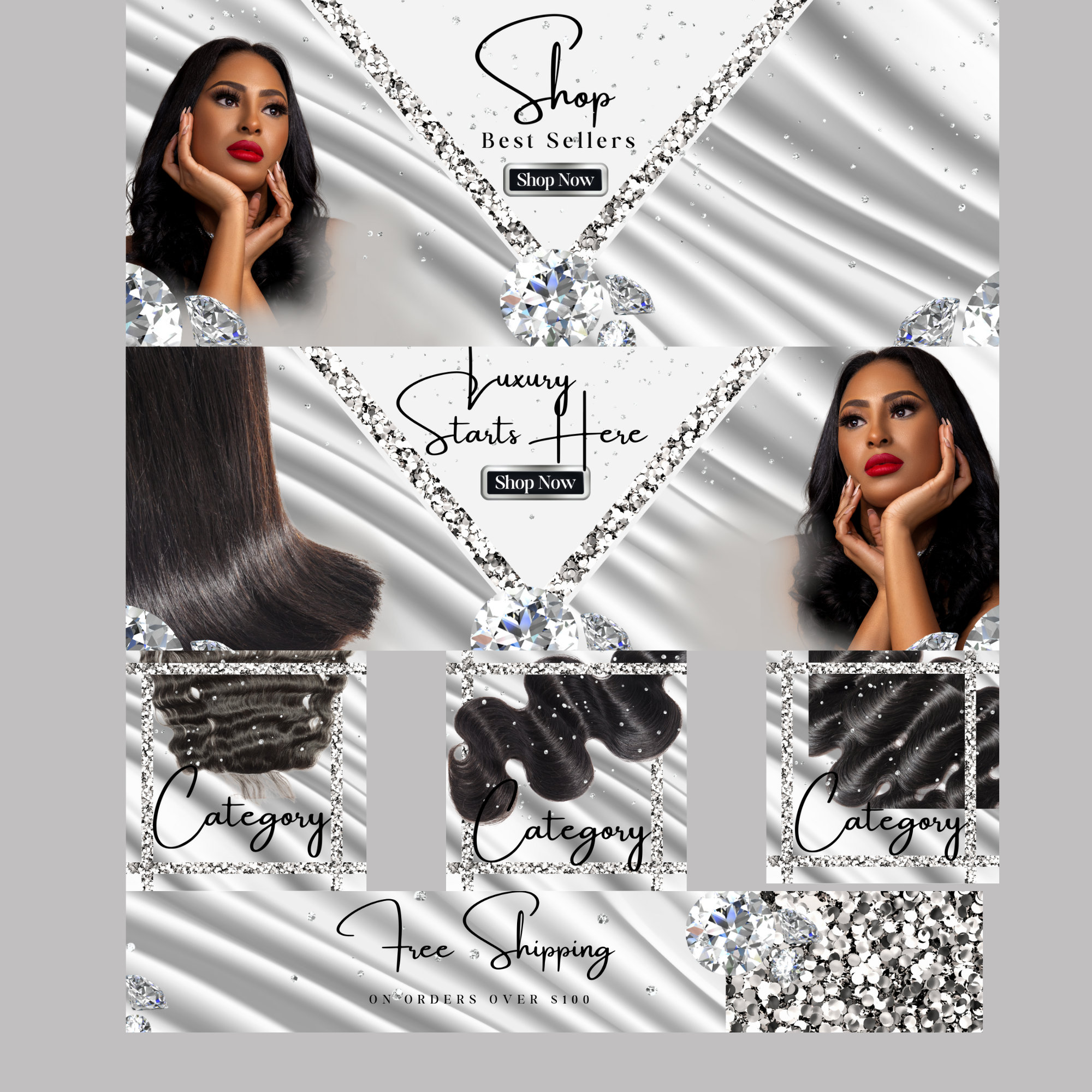 DIY Website Banner Kit| Shopify Wix Hair Extensions Wig Boutique Store ...