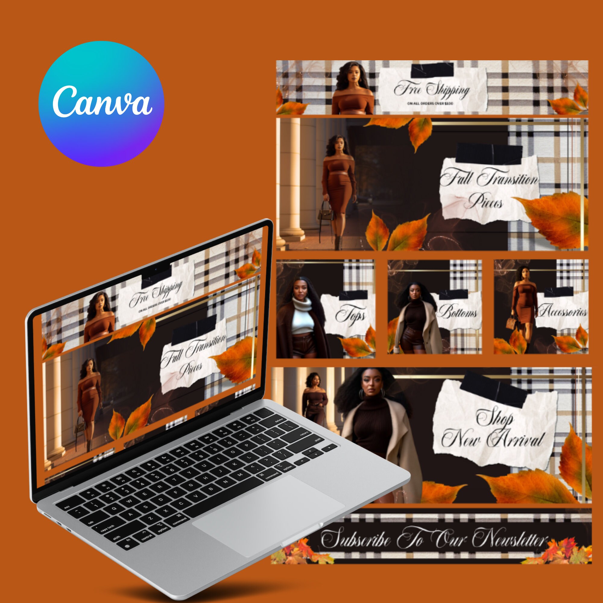Fall Clothing Banner Template Kit|shopify|wix Kit|diy Website|canva Pro ...