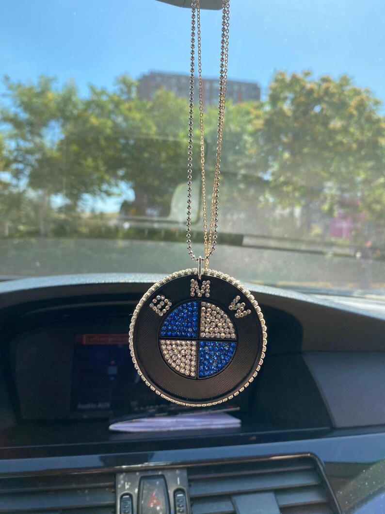 BMW Logo Çift Taraflı Süs Elmas Taşlı Dikiz Aynası Süsü - Car Mirror ...