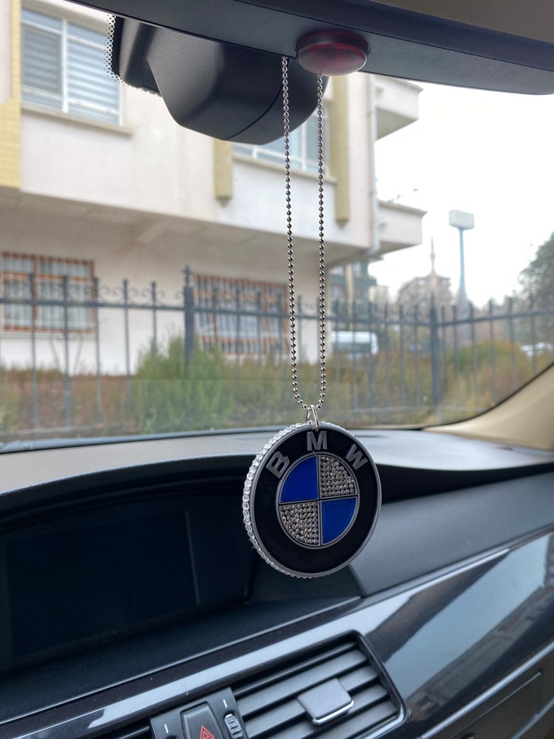 BMW Logo Çift Taraflı Süs Elmas Taşlı Dikiz Aynası Süsü Car Mirror ...