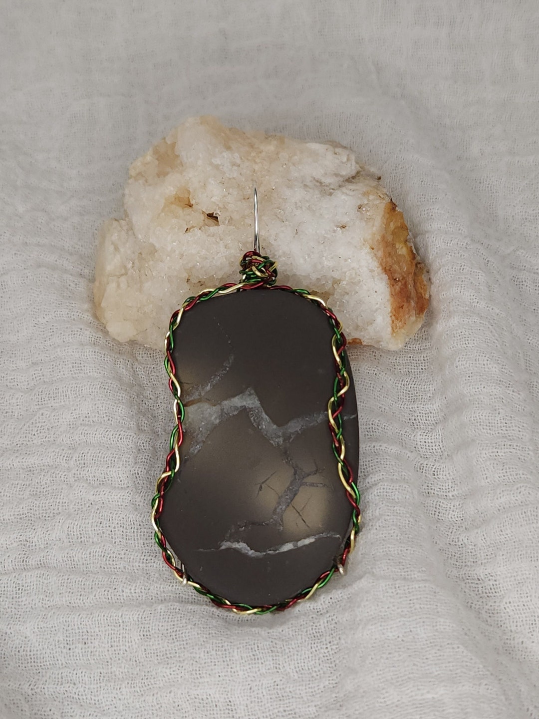 Wire Wrapped Sliced Lightning Stone Pendant- Septarian Nodule - Wire ...