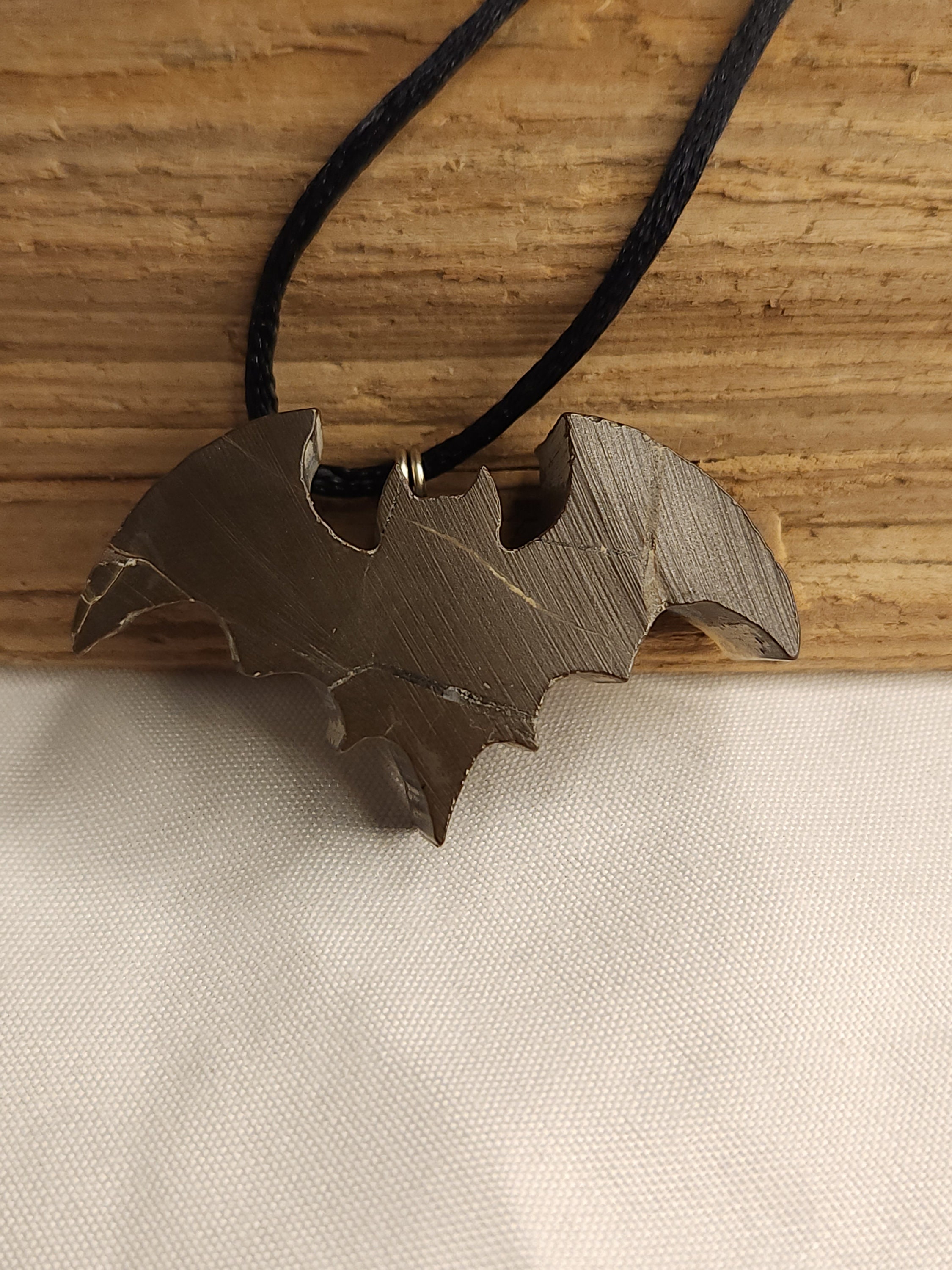 Hand Cut Bat Pendant, Lightning Stone, Septarian Stone, Bat Necklace ...