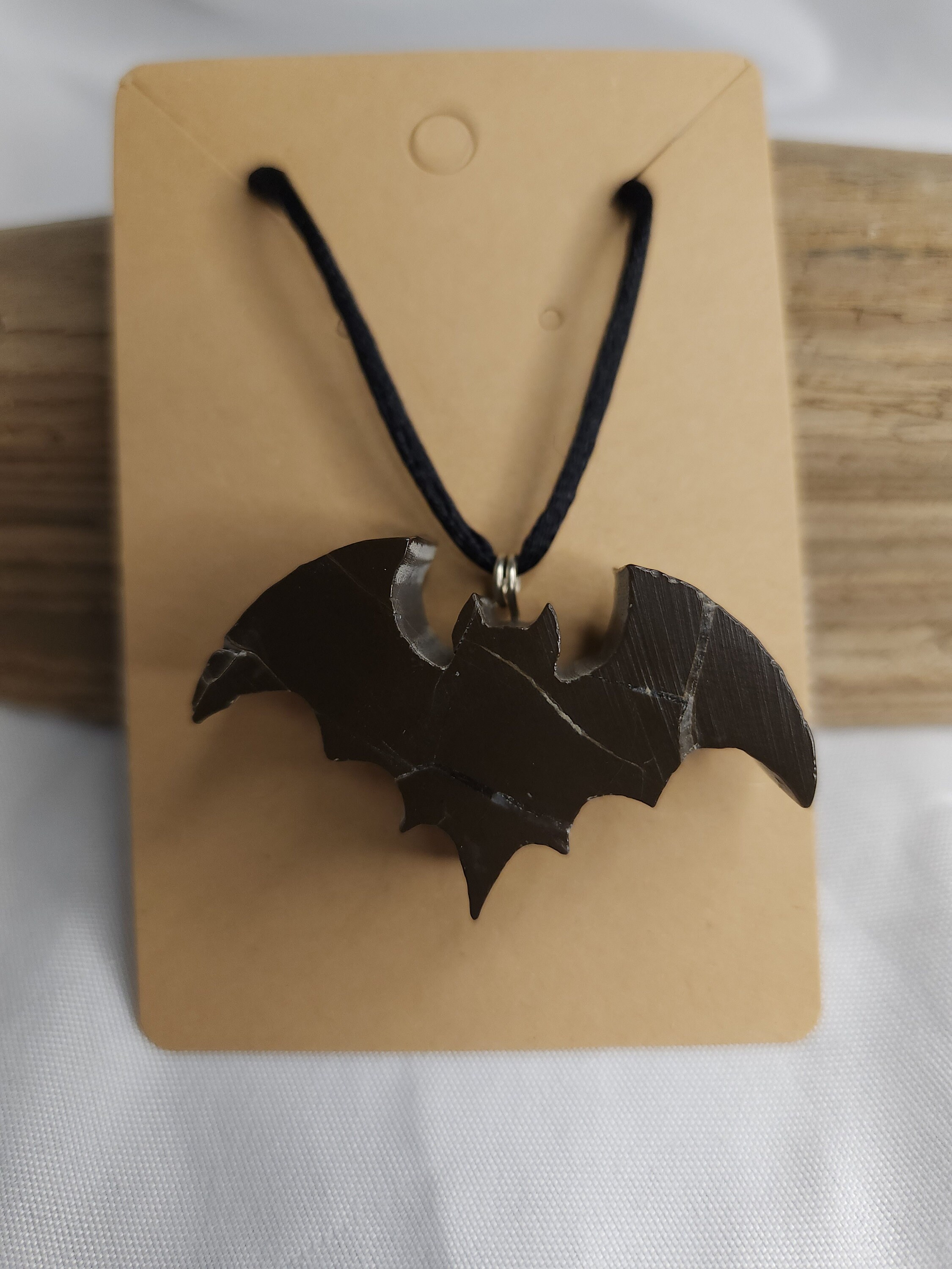 Hand Cut Bat Pendant, Lightning Stone, Septarian Stone, Bat Necklace ...