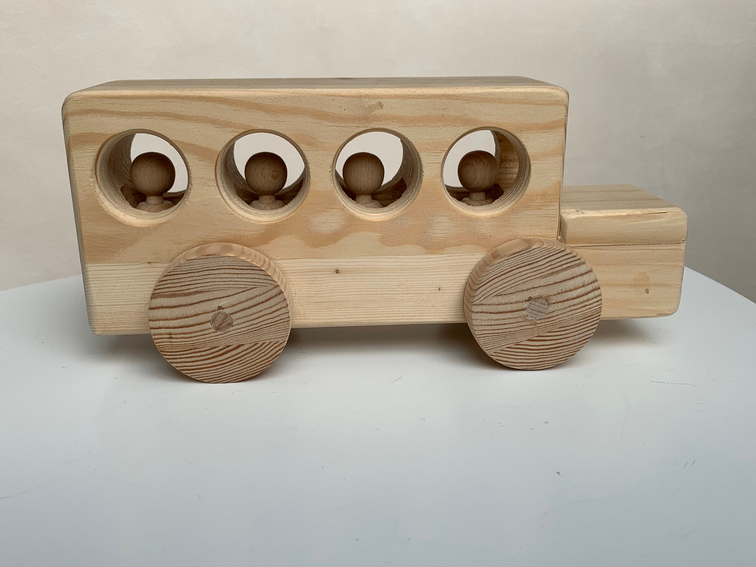 Wooden Toy Bus School Bus Movable Sliding Vehicle Gift Children Boys ...