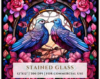 Rabbit Stained Glass Pattern, Sublimation Designs, Stained Glass PNG ...