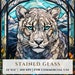 Snow Leopard Stained Glass Pattern, Sublimation Designs, Stained Glass ...