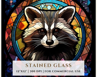 Rabbit Stained Glass Pattern, Sublimation Designs, Stained Glass PNG ...