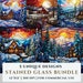 5 Winter Cabin Stained Glass Pattern Bundle, Sublimation Designs ...
