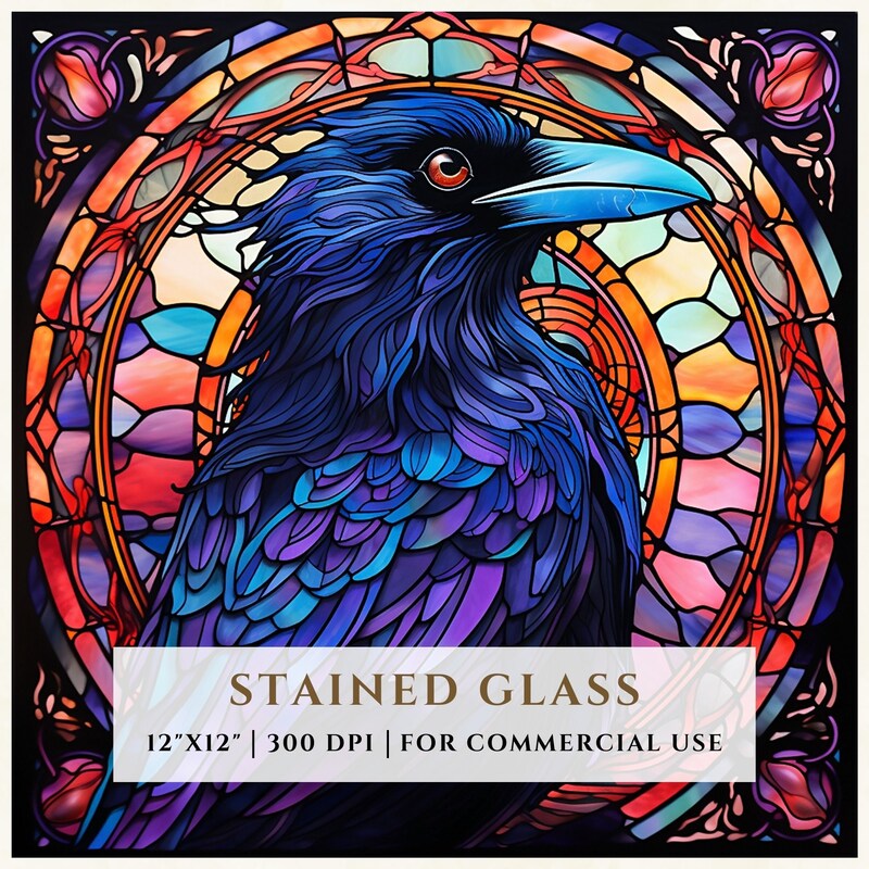 Stained Glass Raven - Etsy