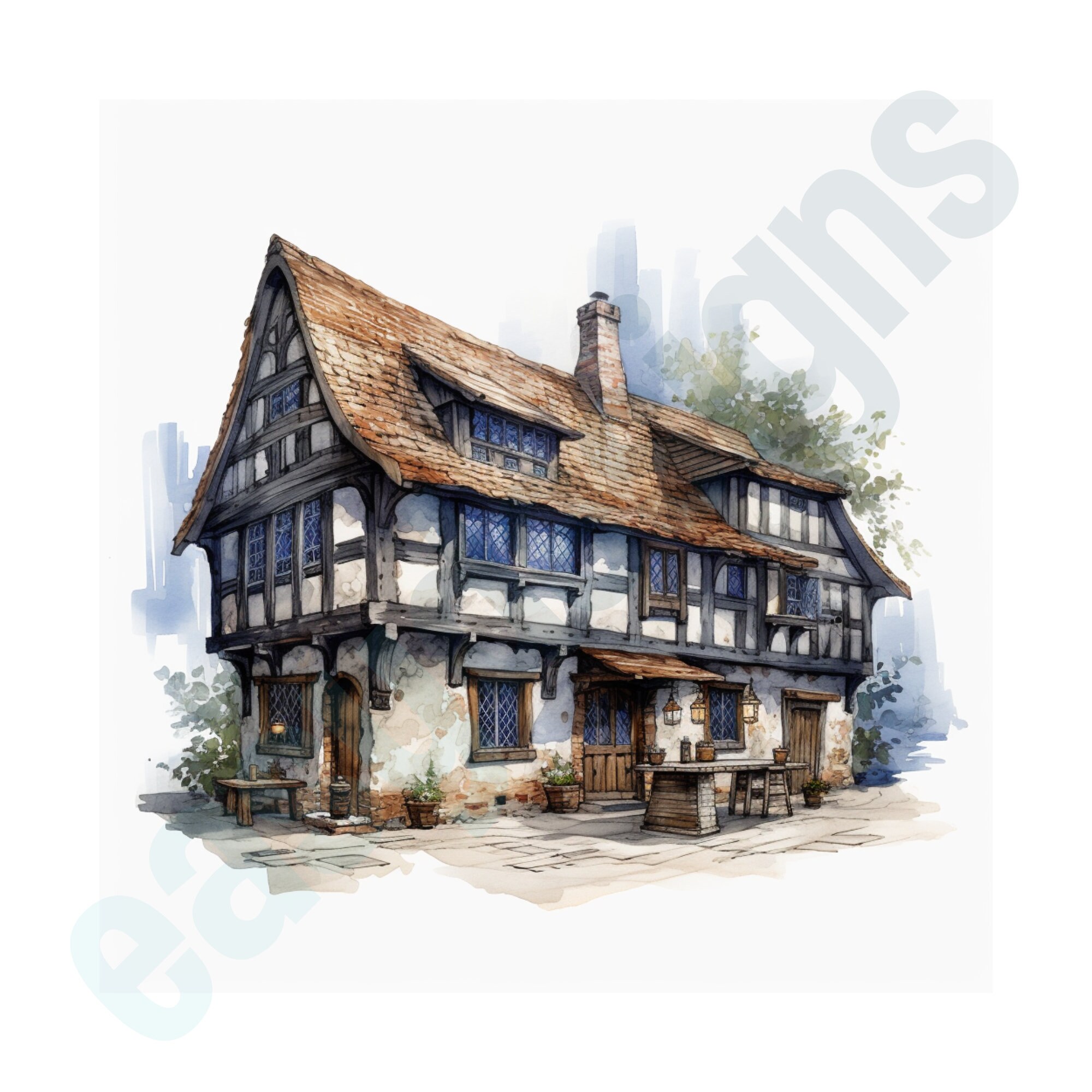 8 Watercolor Medieval Tavern Clipart Bundle, Fantasy Art, Digital High ...