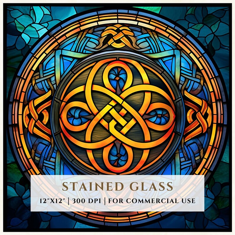 Celtic Knot Stained Glass Pattern, Sublimation Designs, Stained Glass ...