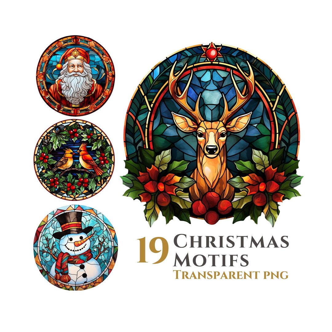 19 Christmas Motifs Clipart Bundle, Watercolor, Transparent Background ...