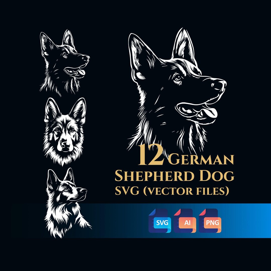 12 German Shepherd Dog Svg Vector Clipart Bundle, Transparent ...