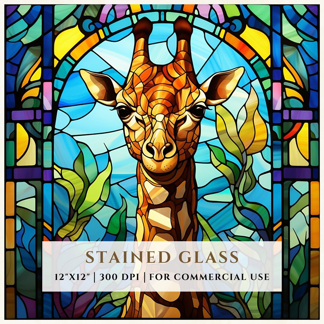 Giraffe Stained Glass Pattern, Sublimation Designs, Stained Glass PNG ...