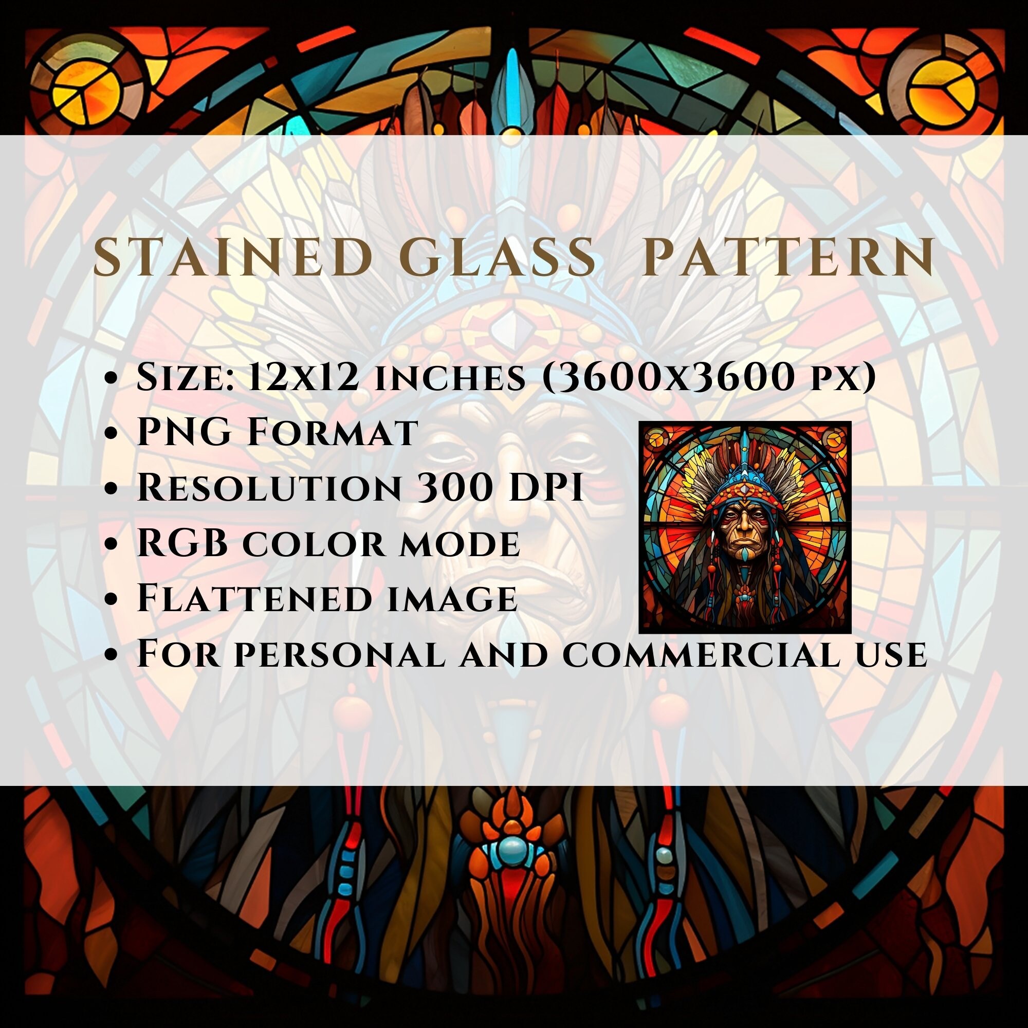 Indian Stained Glass Pattern, Sublimation Designs, Stained Glass PNG ...
